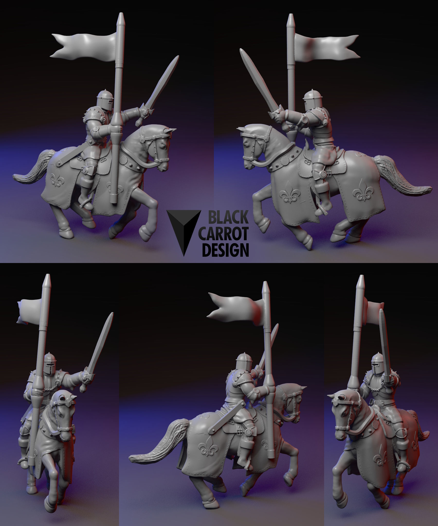 Mounted knight on a horse 3D model 3D printable | CGTrader