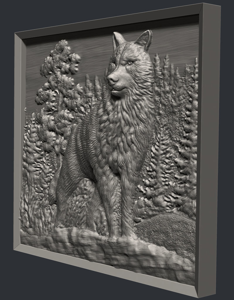 Wolf bas relief 3D model 3D printable | CGTrader