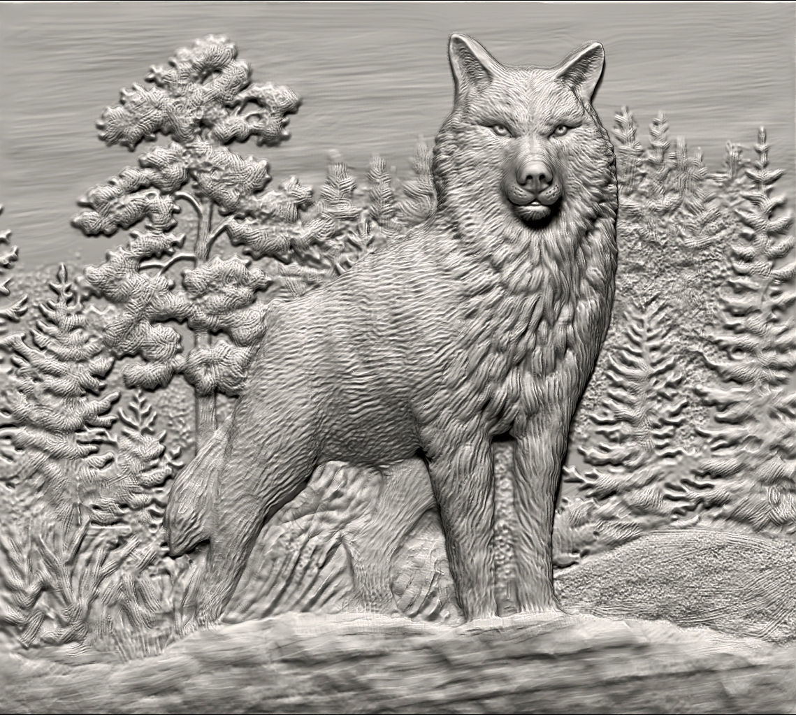 Wolf bas relief 3D model 3D printable | CGTrader