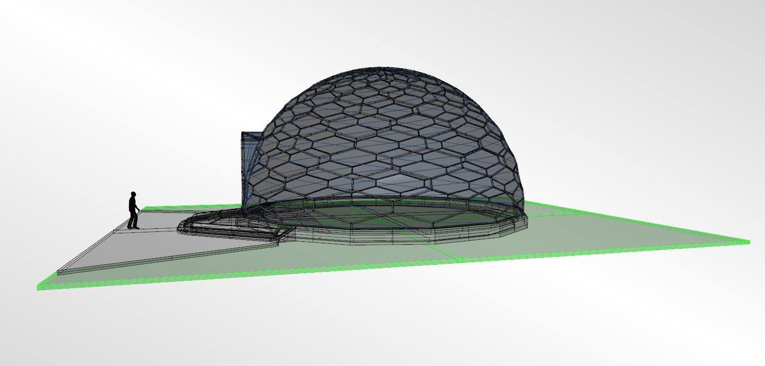 Hexagonal geodesic dome like structure with entry 3D model | CGTrader
