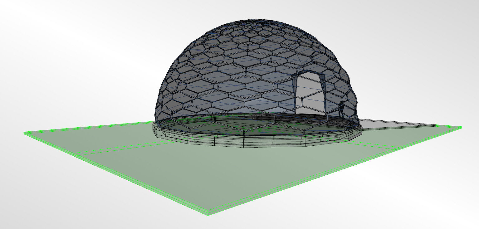 Hexagonal geodesic dome like structure with entry 3D model | CGTrader