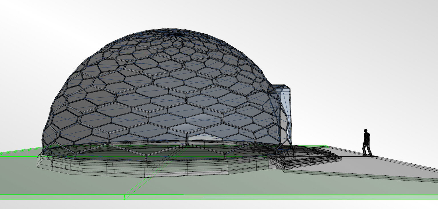 Hexagonal geodesic dome like structure with entry 3D model | CGTrader