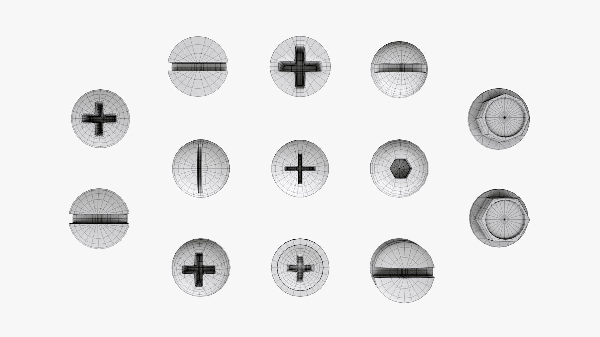 3D model Screw Heads Collection 1 VR / AR / low-poly | CGTrader