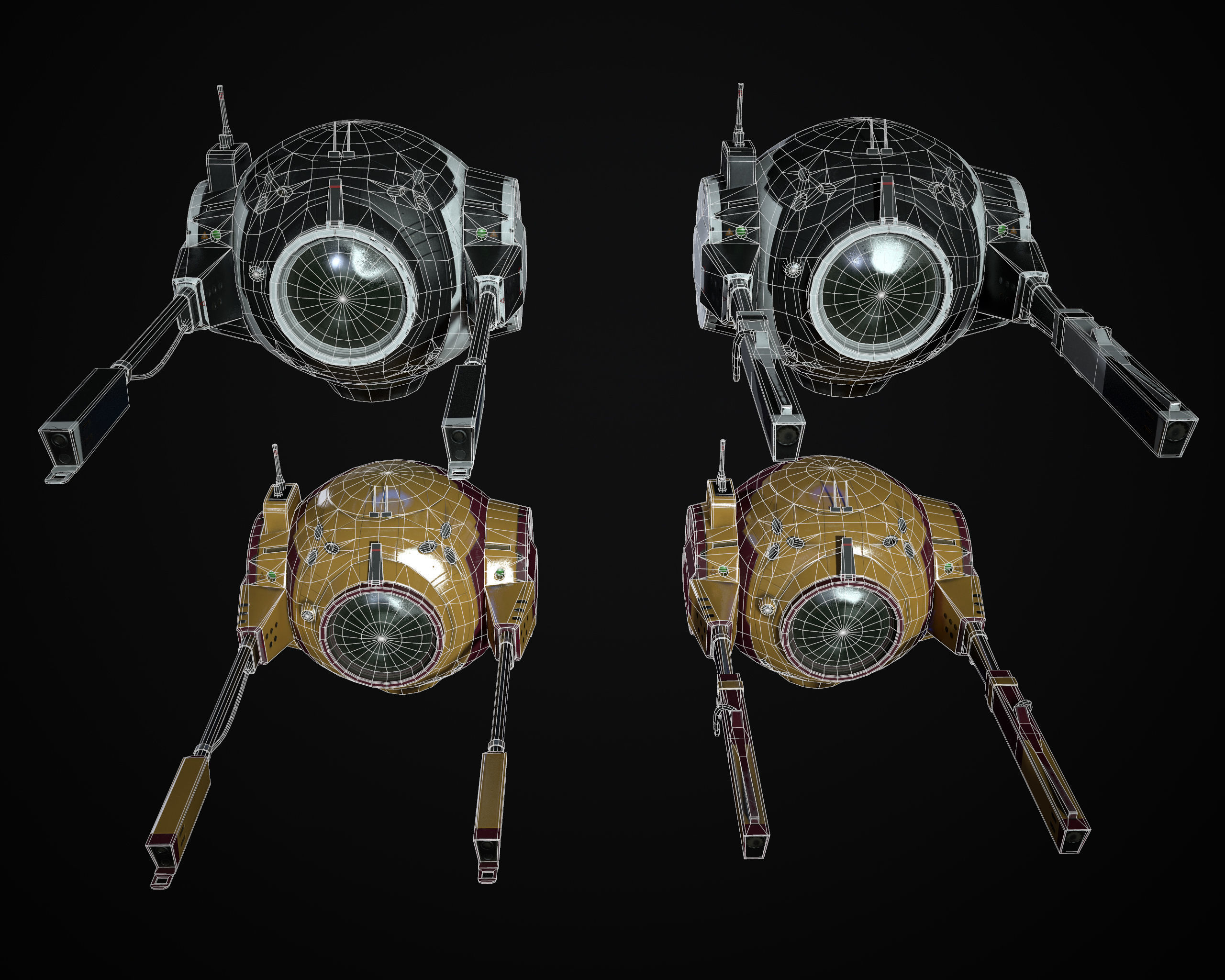3D model Flying Drone Turret VR / AR / low-poly | CGTrader