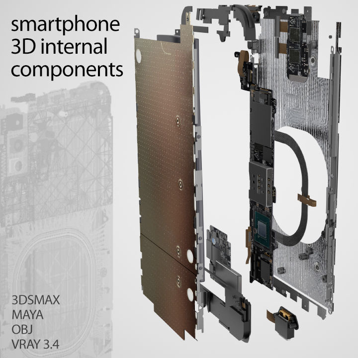 Generic Smartphone 3D components set 3D model animated | CGTrader