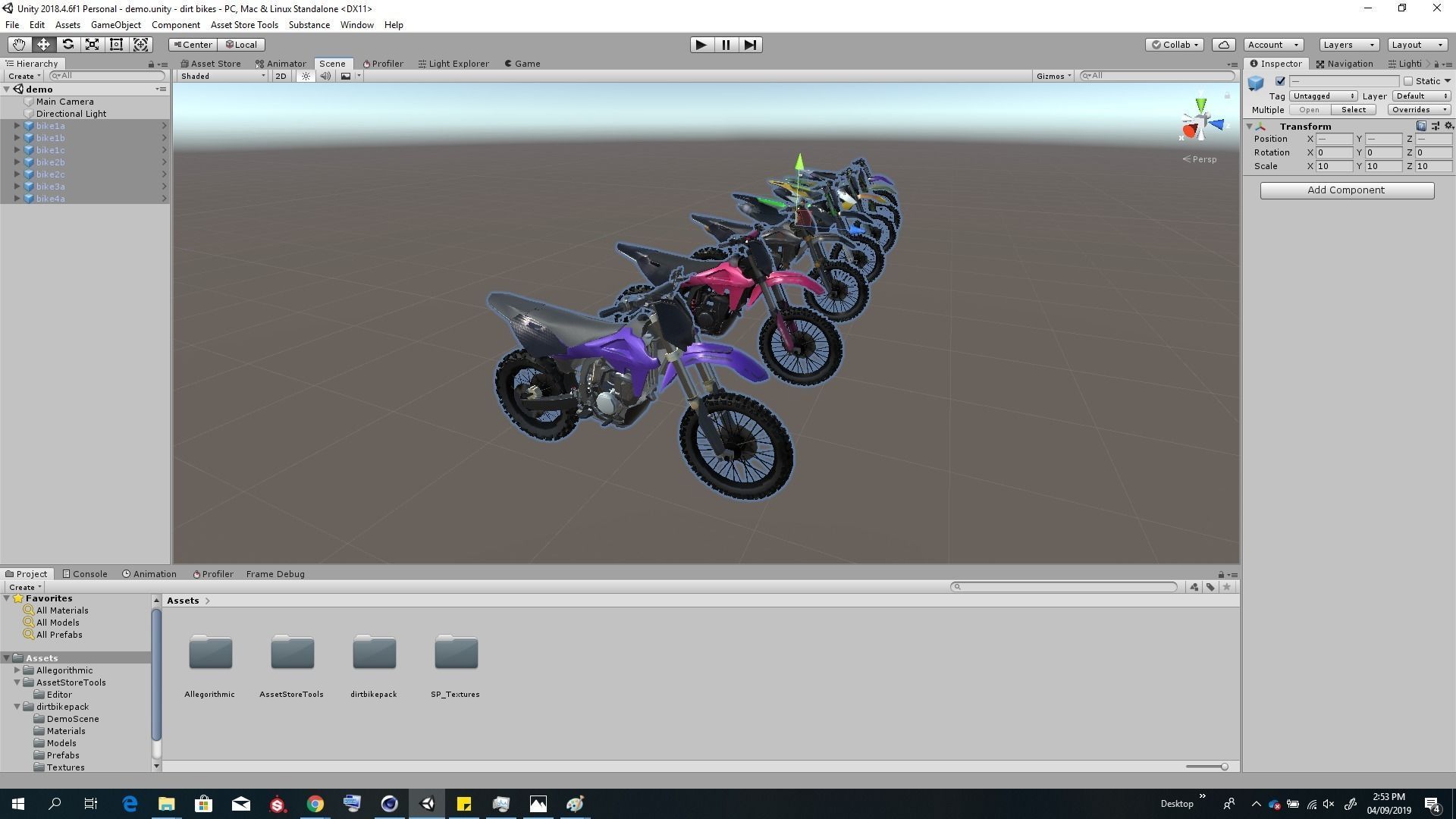 3D model Pack Of 7 low poly game ready Dirt bikes VR / AR / low-poly ...