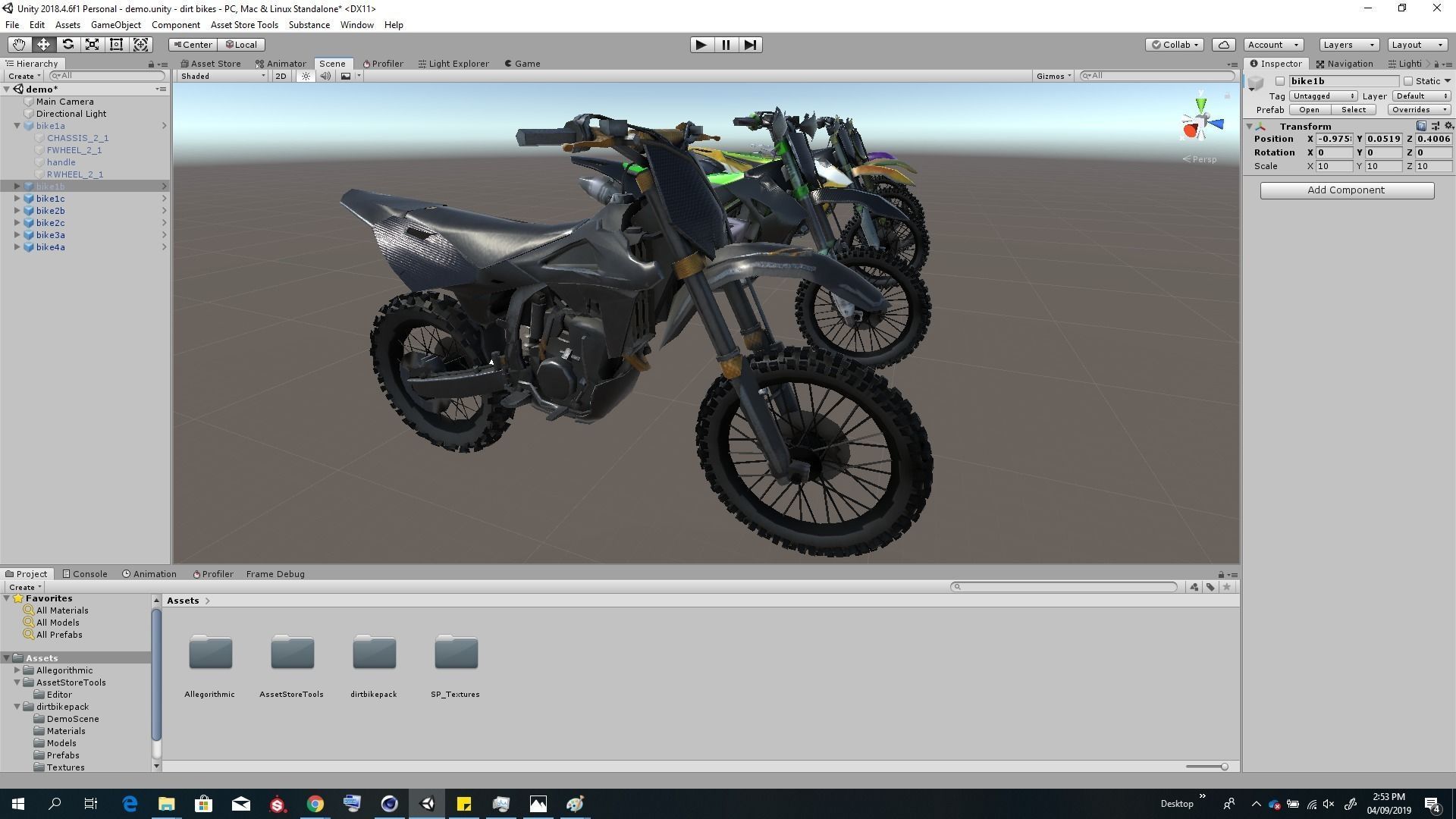 3D model Pack Of 7 low poly game ready Dirt bikes VR / AR / low-poly ...