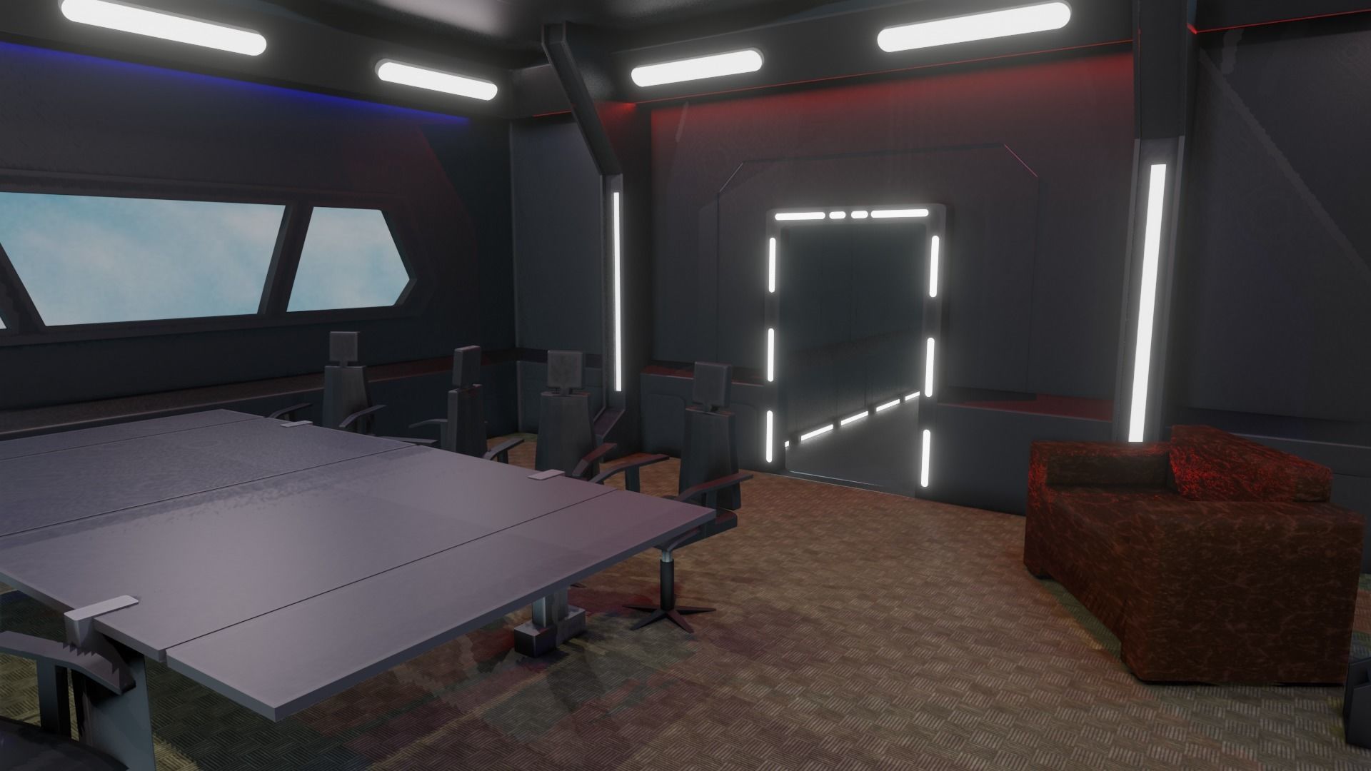 Sci-Fi Conference Room 3D model | CGTrader