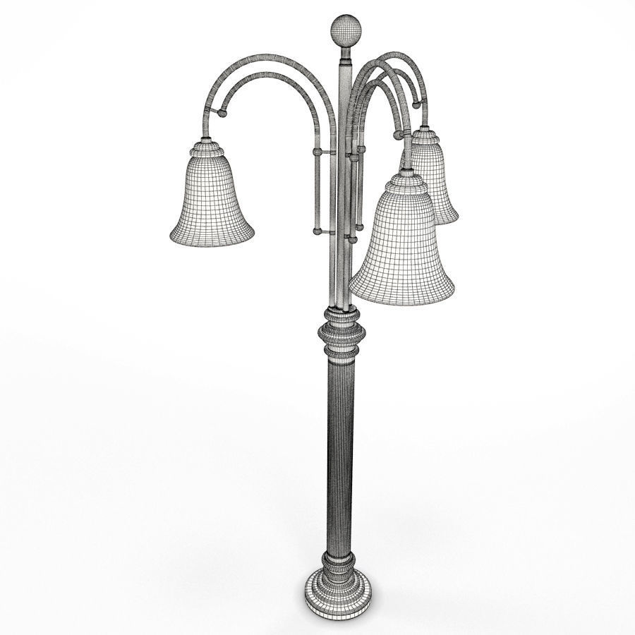 Classic Post Light with three arms 3D model | CGTrader