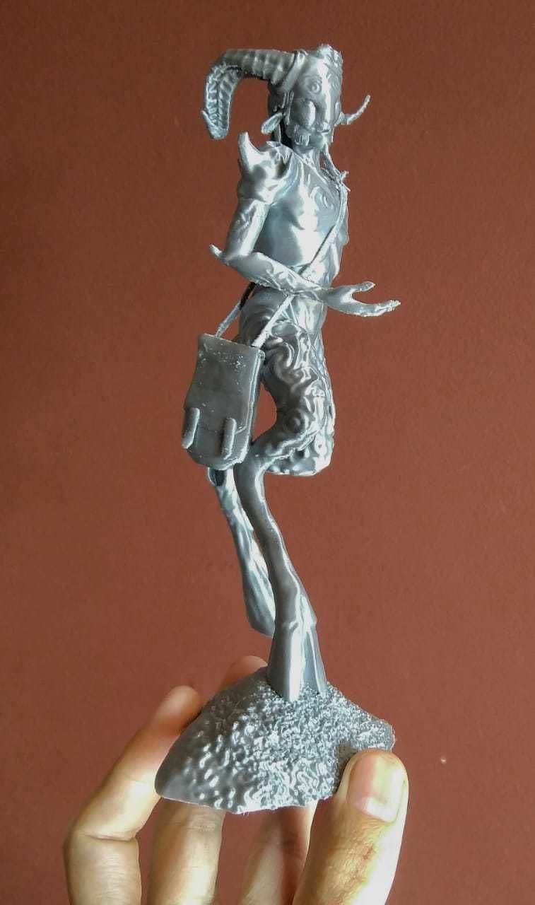 Faun 3D print model person holding up silver statue 3D model 3D ...