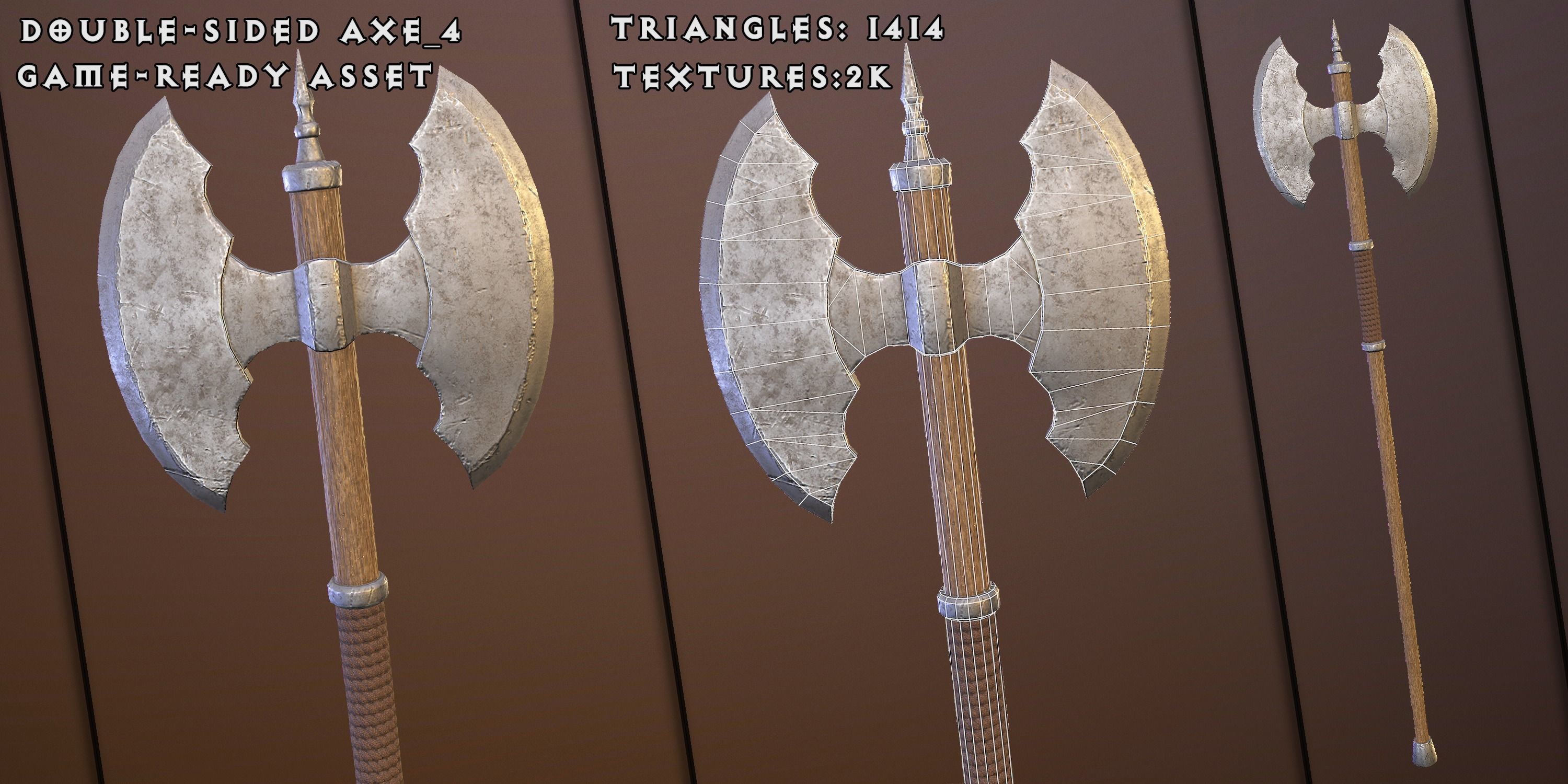 3D model Medieval double-sided axes pack VR / AR / low-poly | CGTrader