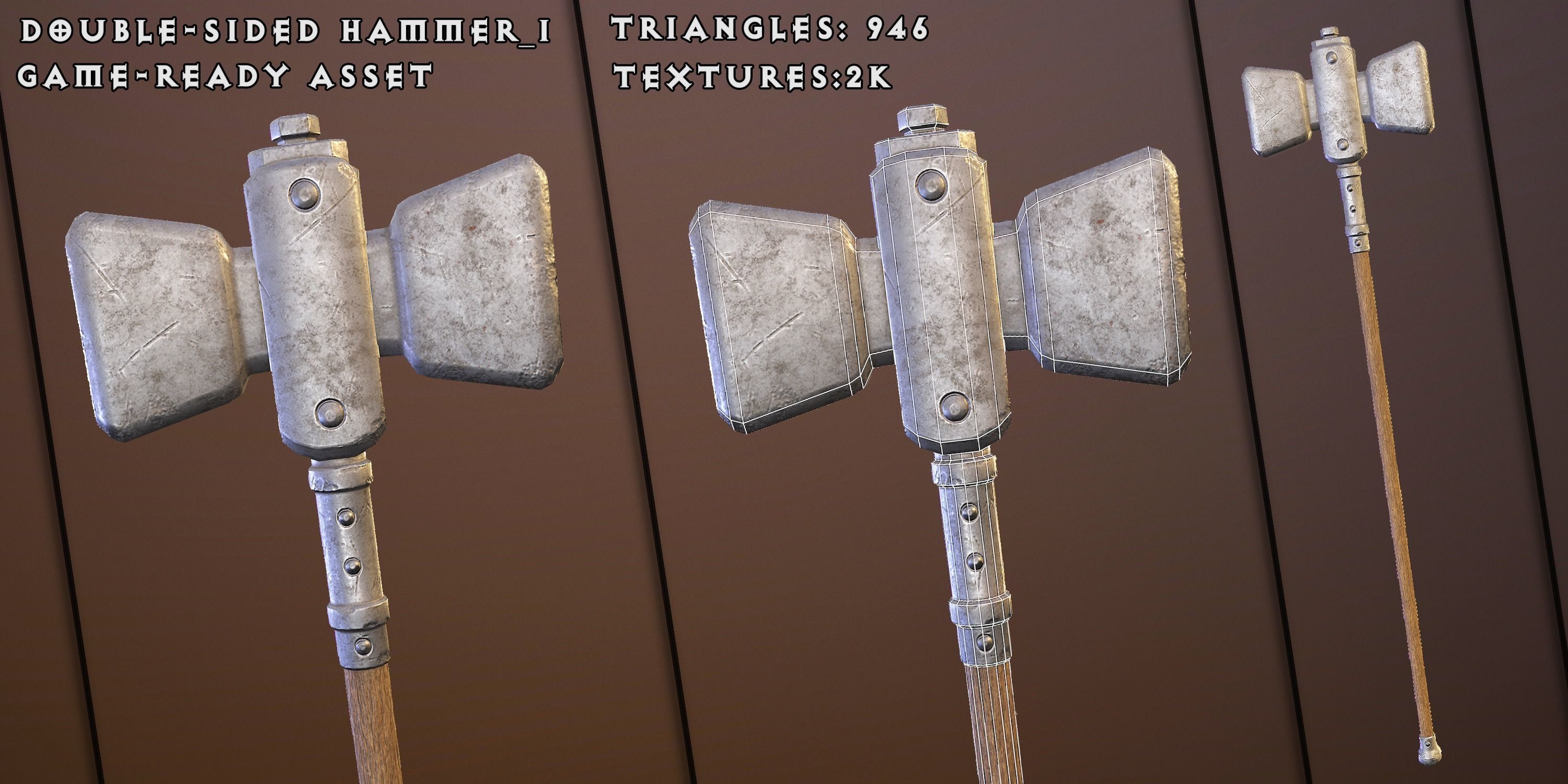 3D model Medieval double-sided axes pack VR / AR / low-poly | CGTrader