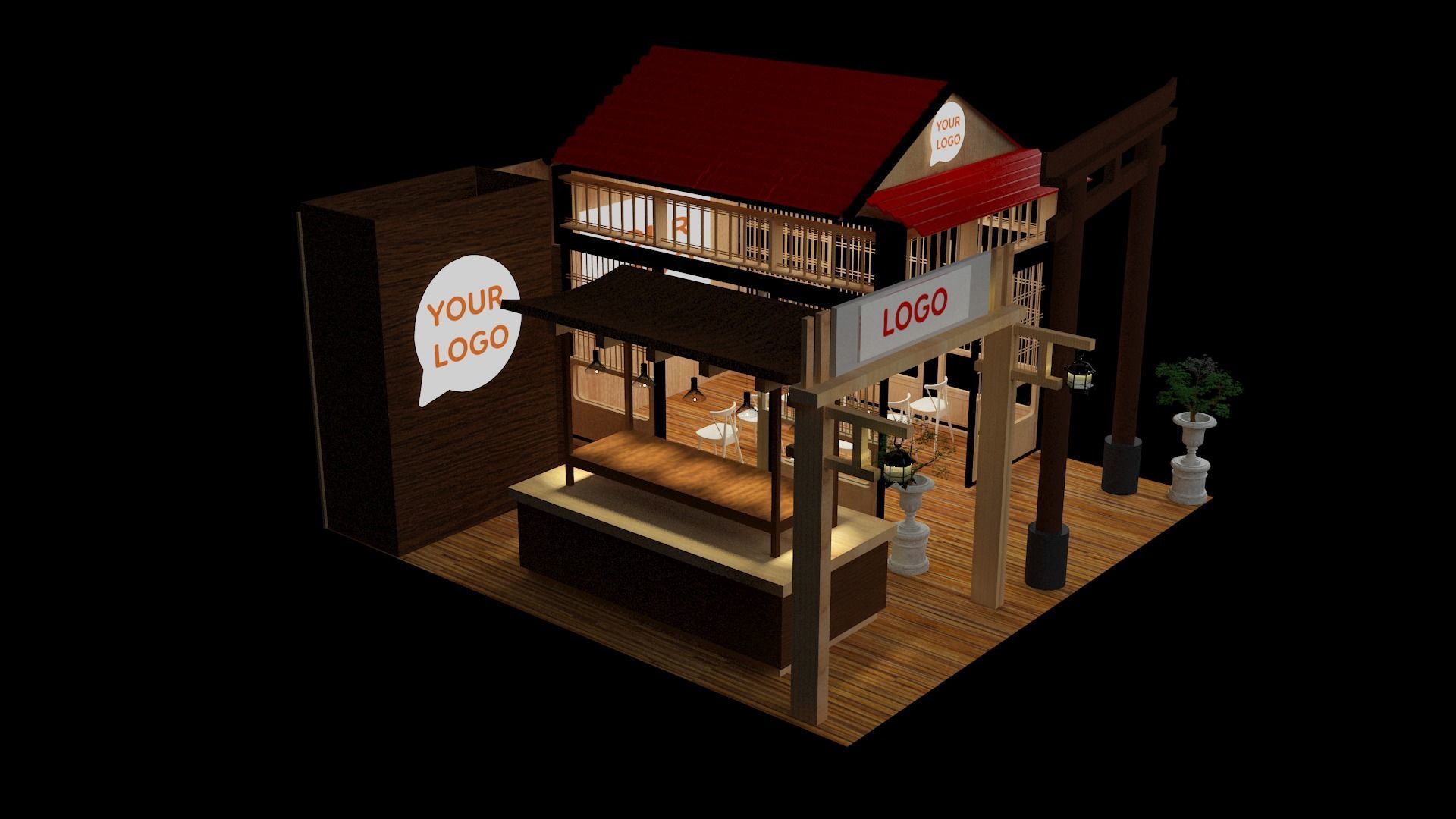 Japanese Booth Exhibition 3D model | CGTrader