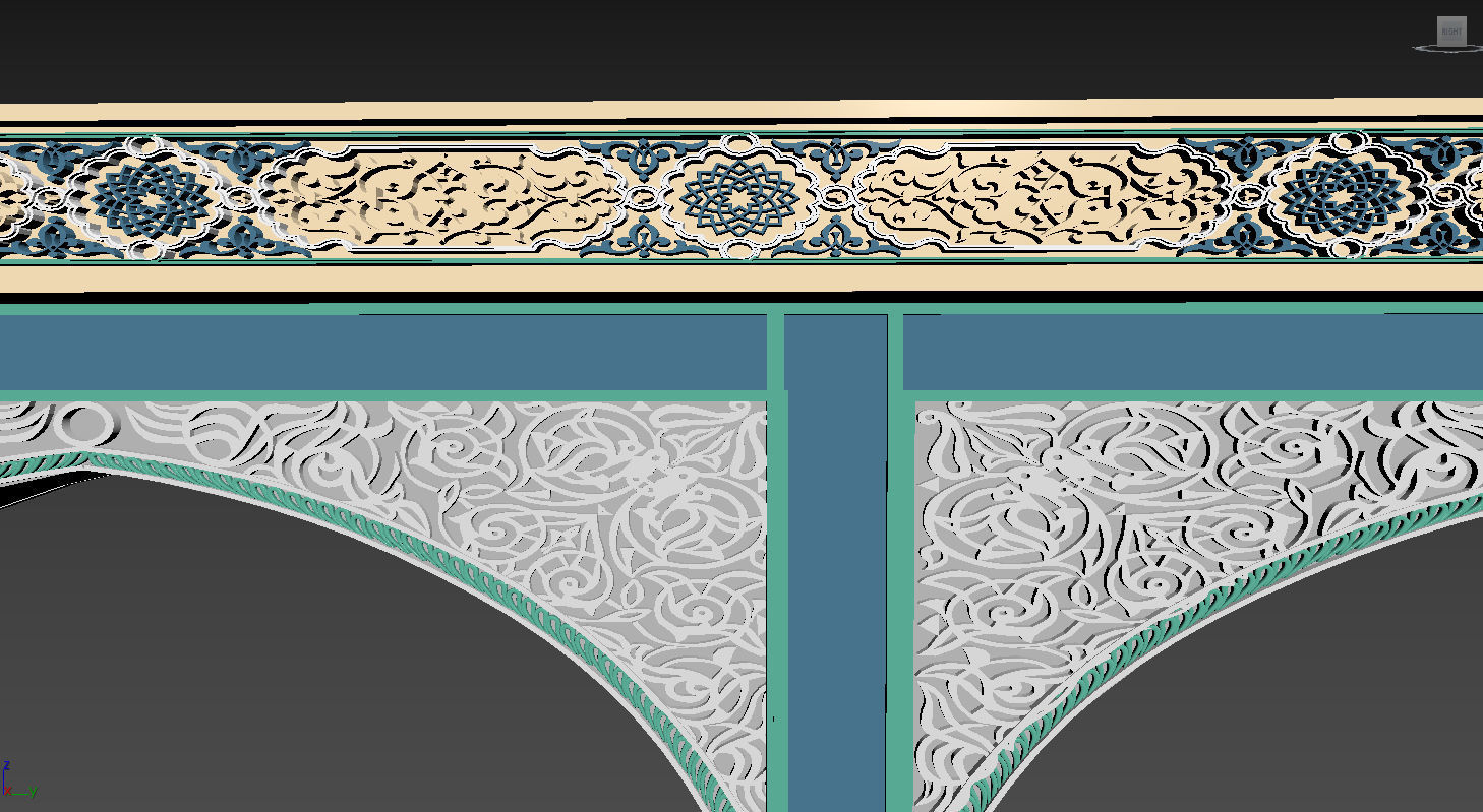 3D model islamic arabic moroccan arch portal wall panel VR / AR / low ...