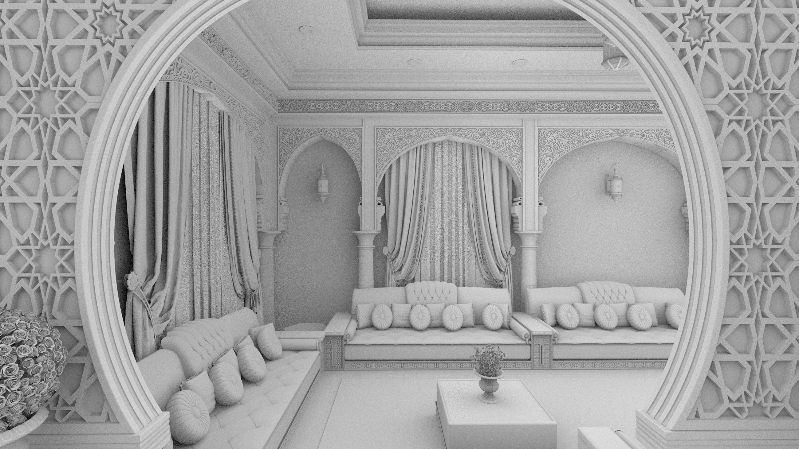 3D model Islamic Arabic Moroccan sofa carpet table Chandler VR / AR ...