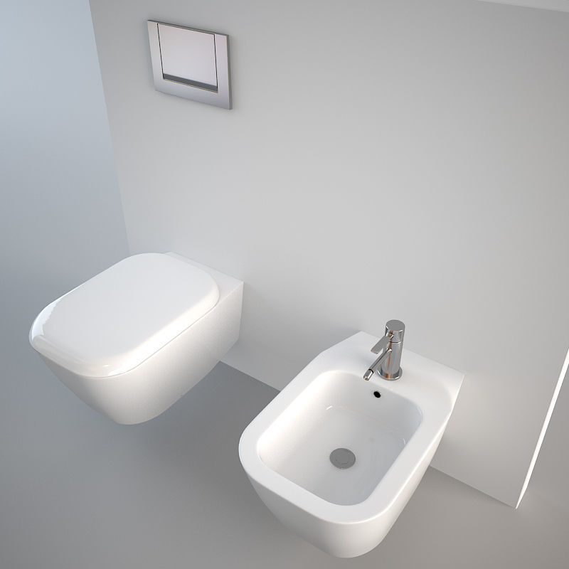 Pozzi Ginori Toilet and Bidet Q3 Wall Hung 3D model | CGTrader