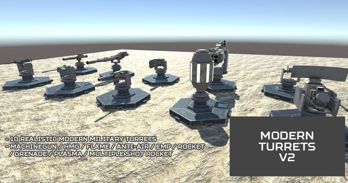 3D model Modern Unmanned Turrets v2 VR / AR / low-poly | CGTrader