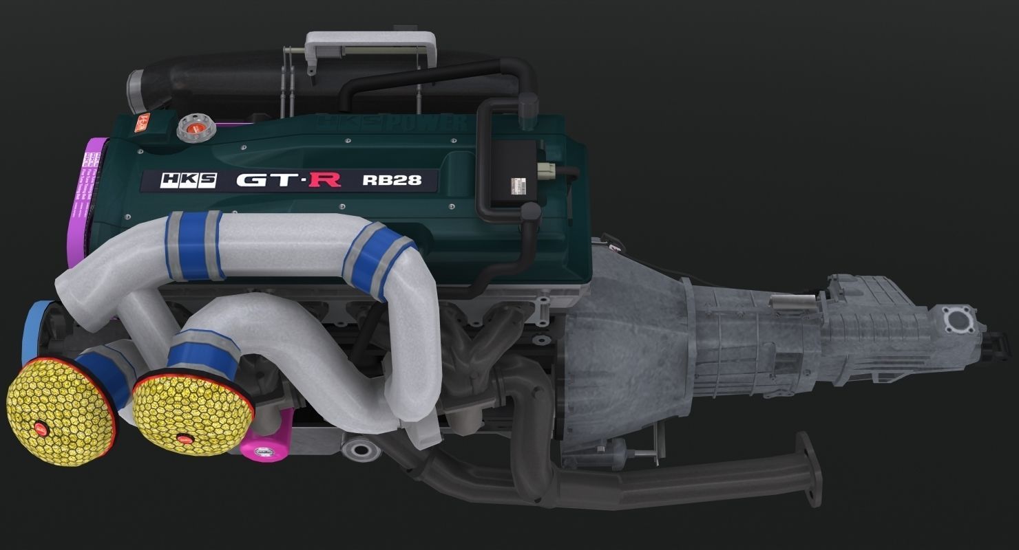 3D model Nissan RB28 Twin Turbo by HKS engine VR / AR / low-poly | CGTrader
