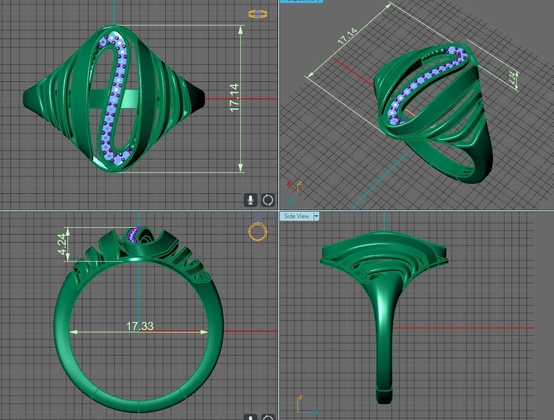 gold ribbon ring with diamonds 3D model 3D printable | CGTrader