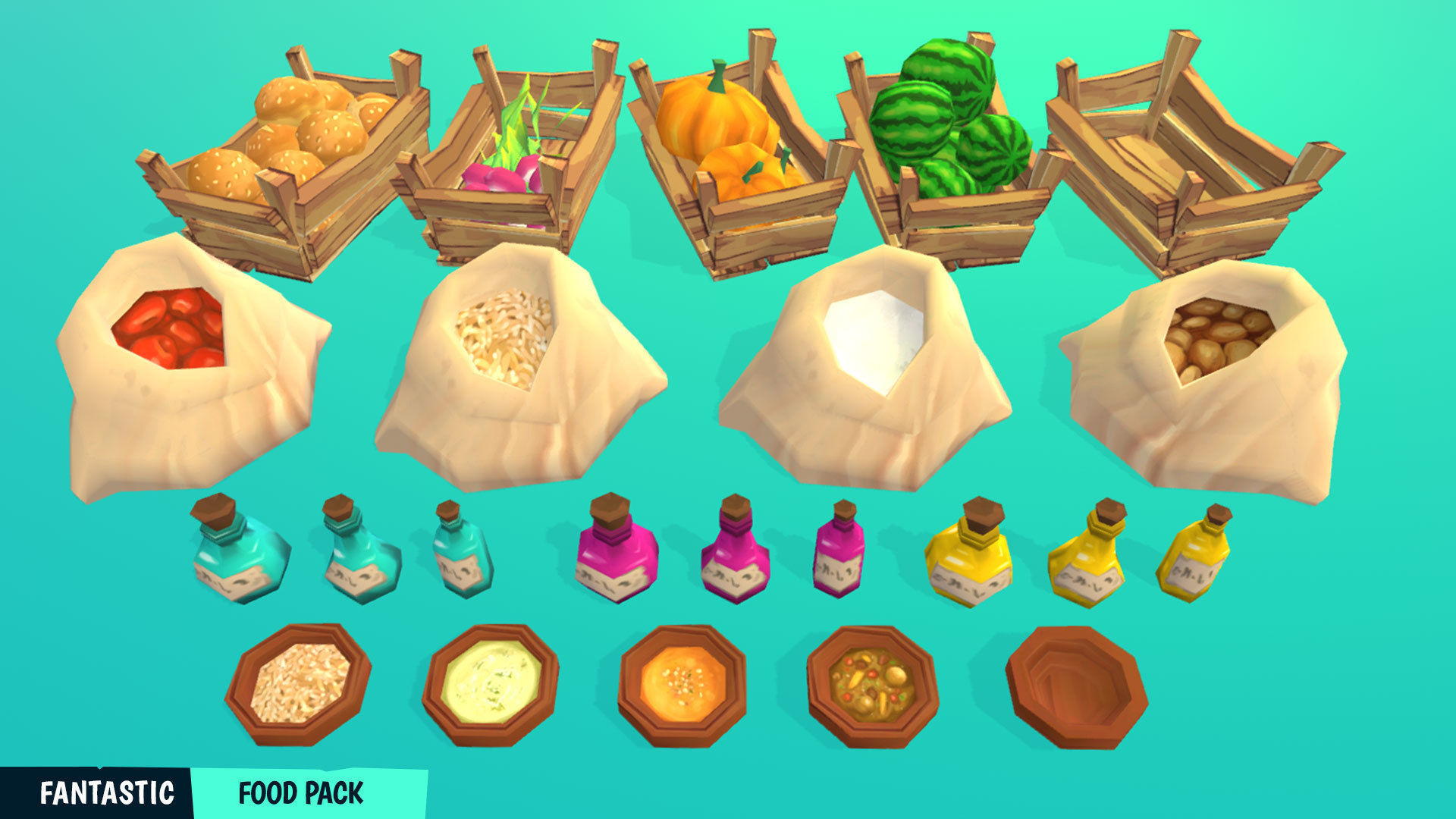 3D model FANTASTIC - Food Pack VR / AR / low-poly | CGTrader