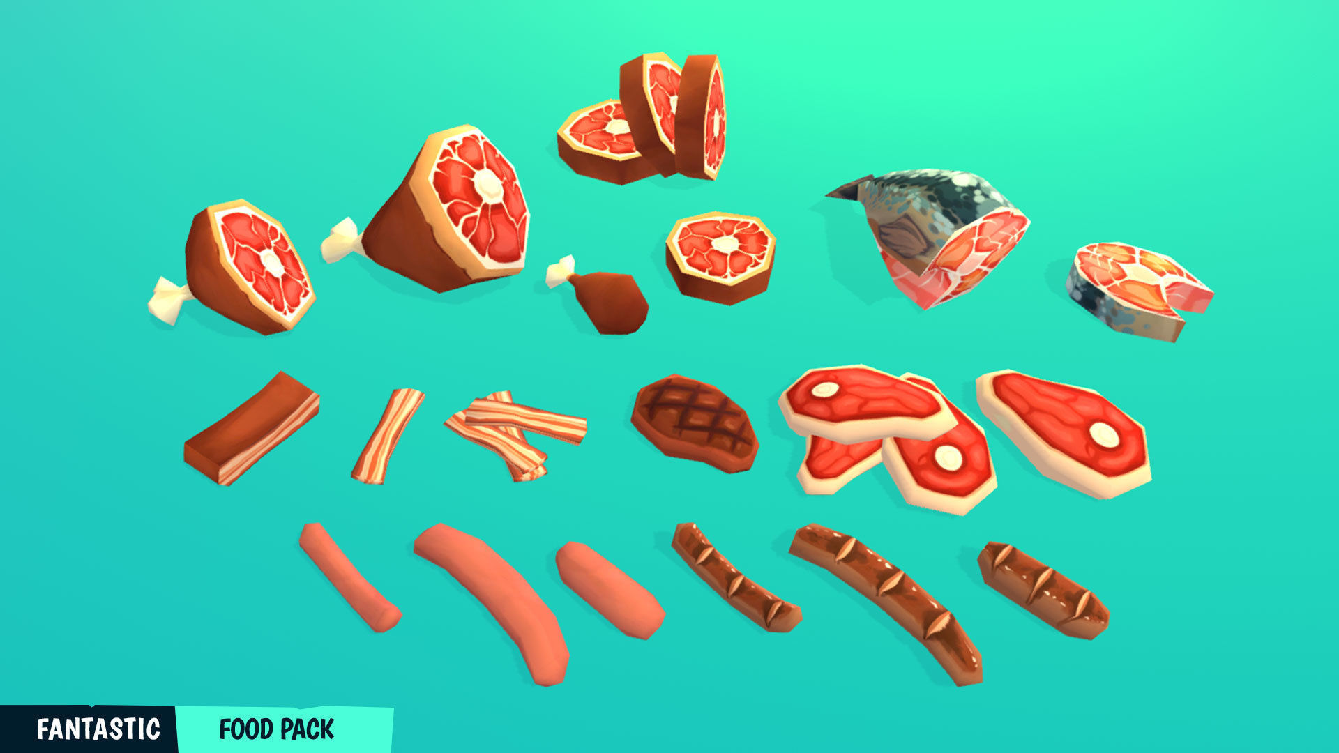 3D model FANTASTIC - Food Pack VR / AR / low-poly | CGTrader