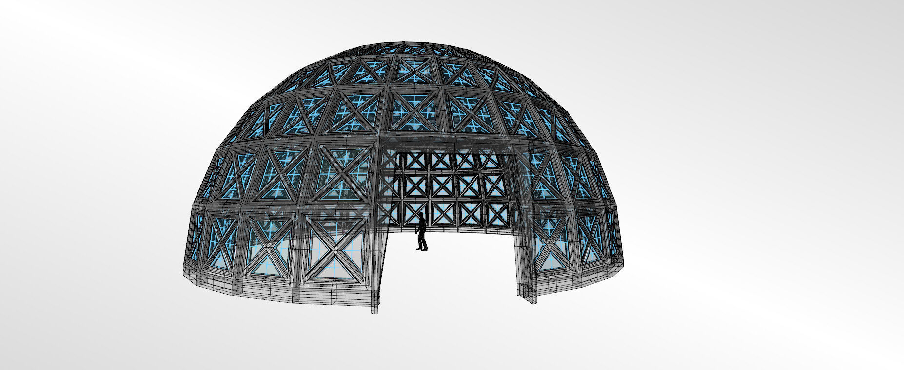 Large steel dome with glass panels and entry 3D model | CGTrader