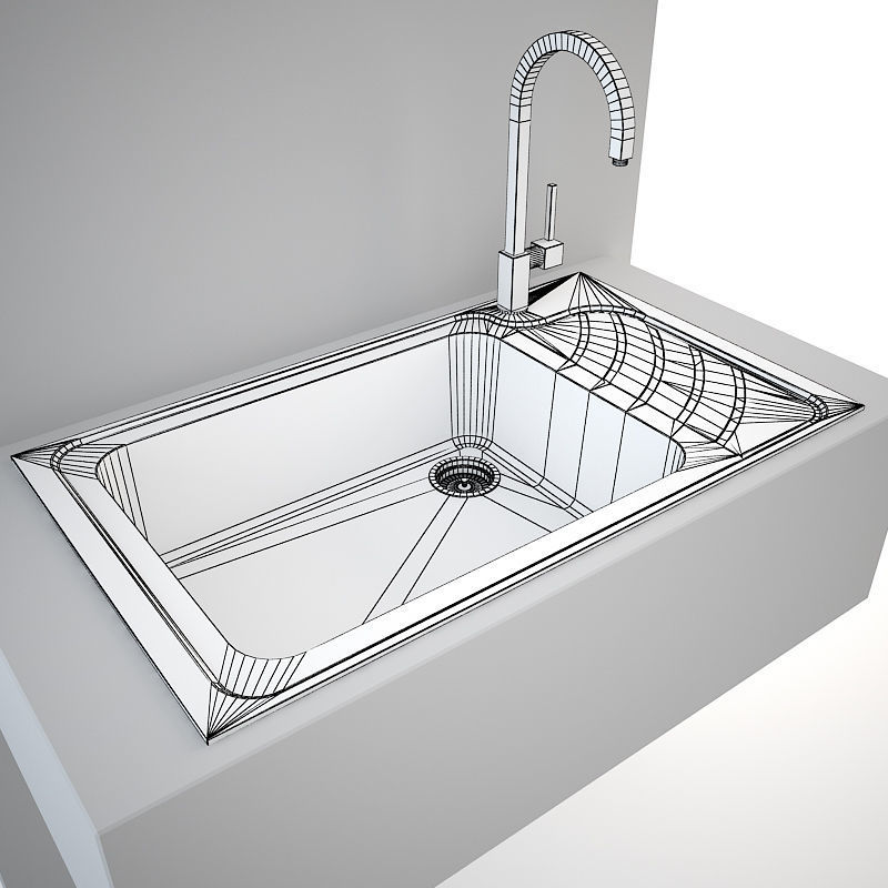 3D model Modern Kitchen Sink karag sea and Tap gessi quadro VR / AR ...