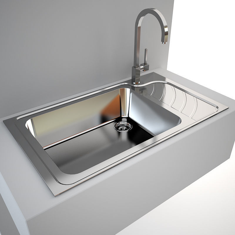 3D model Modern Kitchen Sink karag sea and Tap gessi quadro VR / AR ...