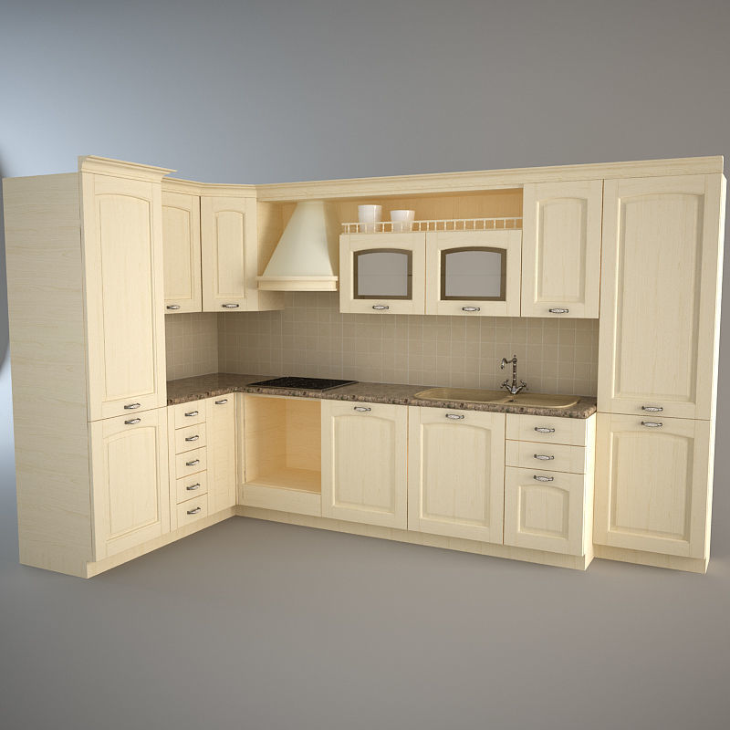 Modular Traditional Kitchen set 3D model | CGTrader
