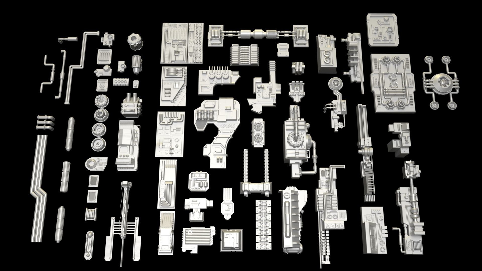 greeble and sci fi pieces 3D model | CGTrader