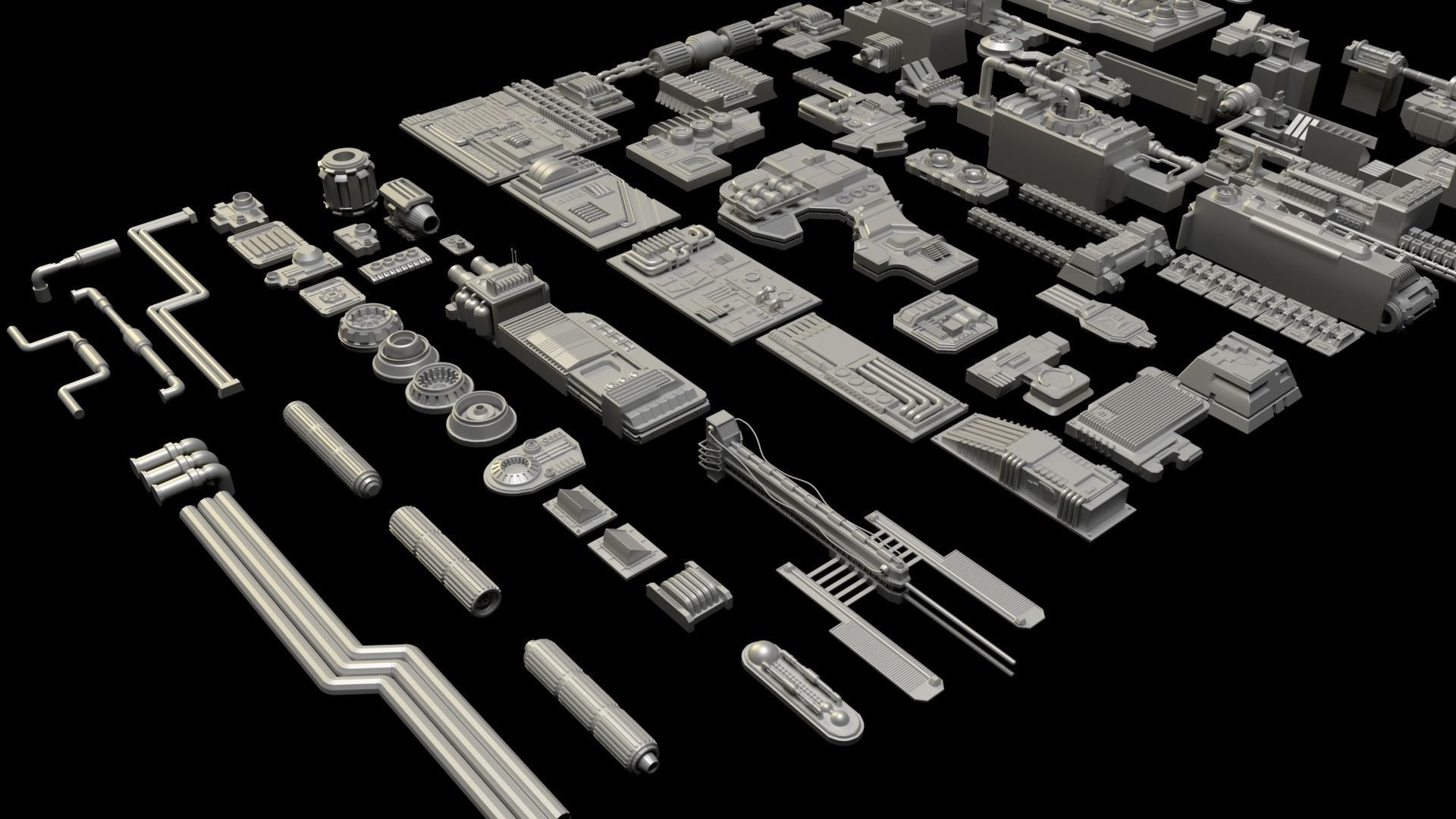 greeble and sci fi pieces 3D model | CGTrader