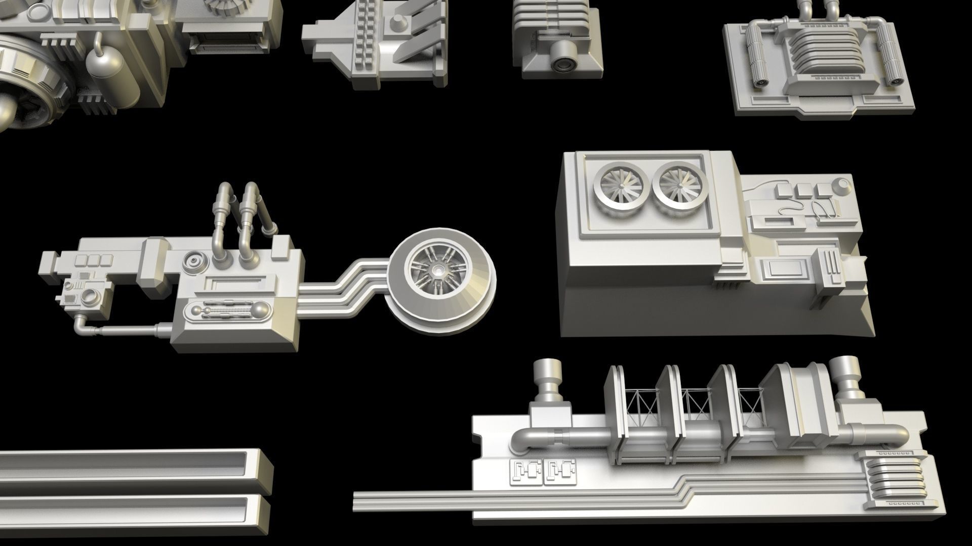 greeble and sci fi pieces 3D model | CGTrader
