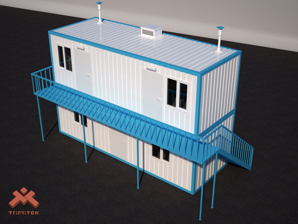 Shipping Container House 2 story 3D model | CGTrader