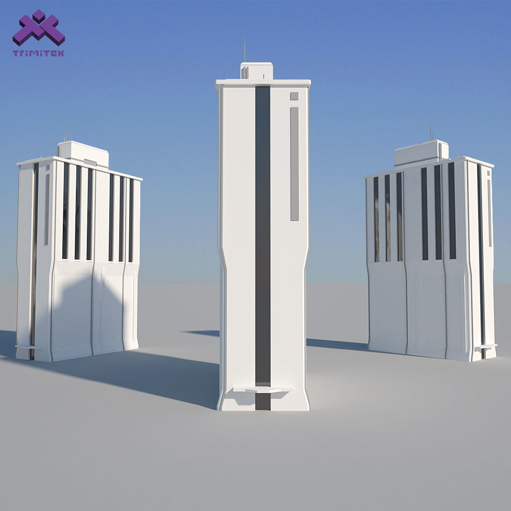 3D Model Collection Low Poly Modern Building Set 02 VR / AR / low-poly ...
