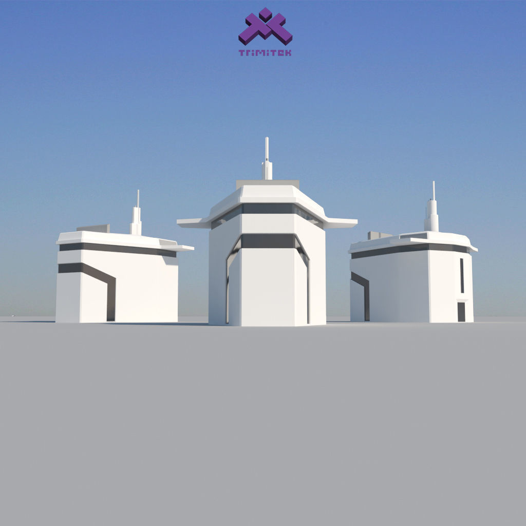 3D Model Collection Low Poly Modern Building Set 02 VR / AR / low-poly ...