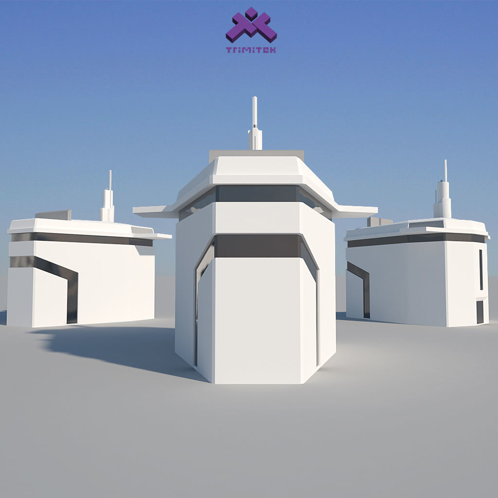 3D Model Collection Low Poly Modern Building Set 02 VR / AR / low-poly ...