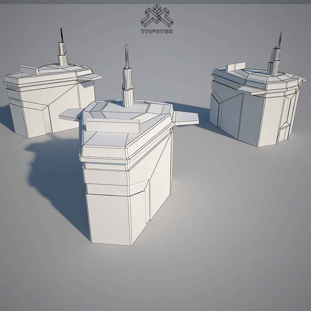 3D Model Collection Low Poly Modern Building Set 02 VR / AR / low-poly ...