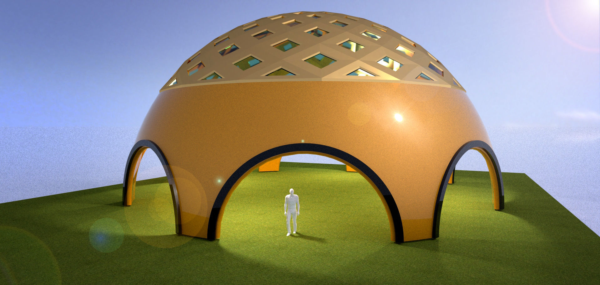 3D Dome large arena structure with atrium 3D model | CGTrader