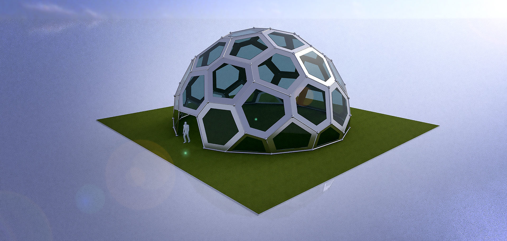 Large dome with frame and glass panels 3D model | CGTrader