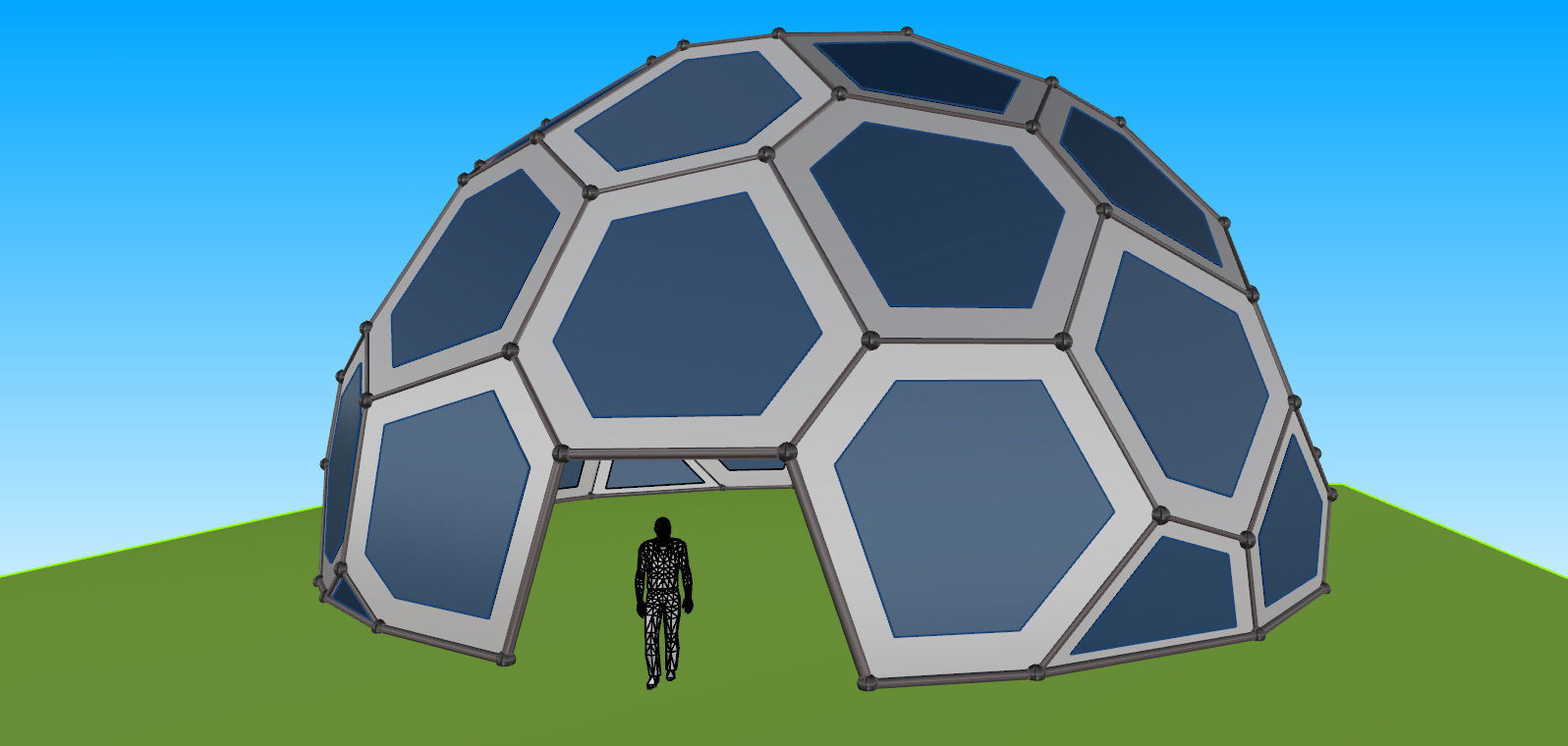Large dome with frame and glass panels 3D model | CGTrader