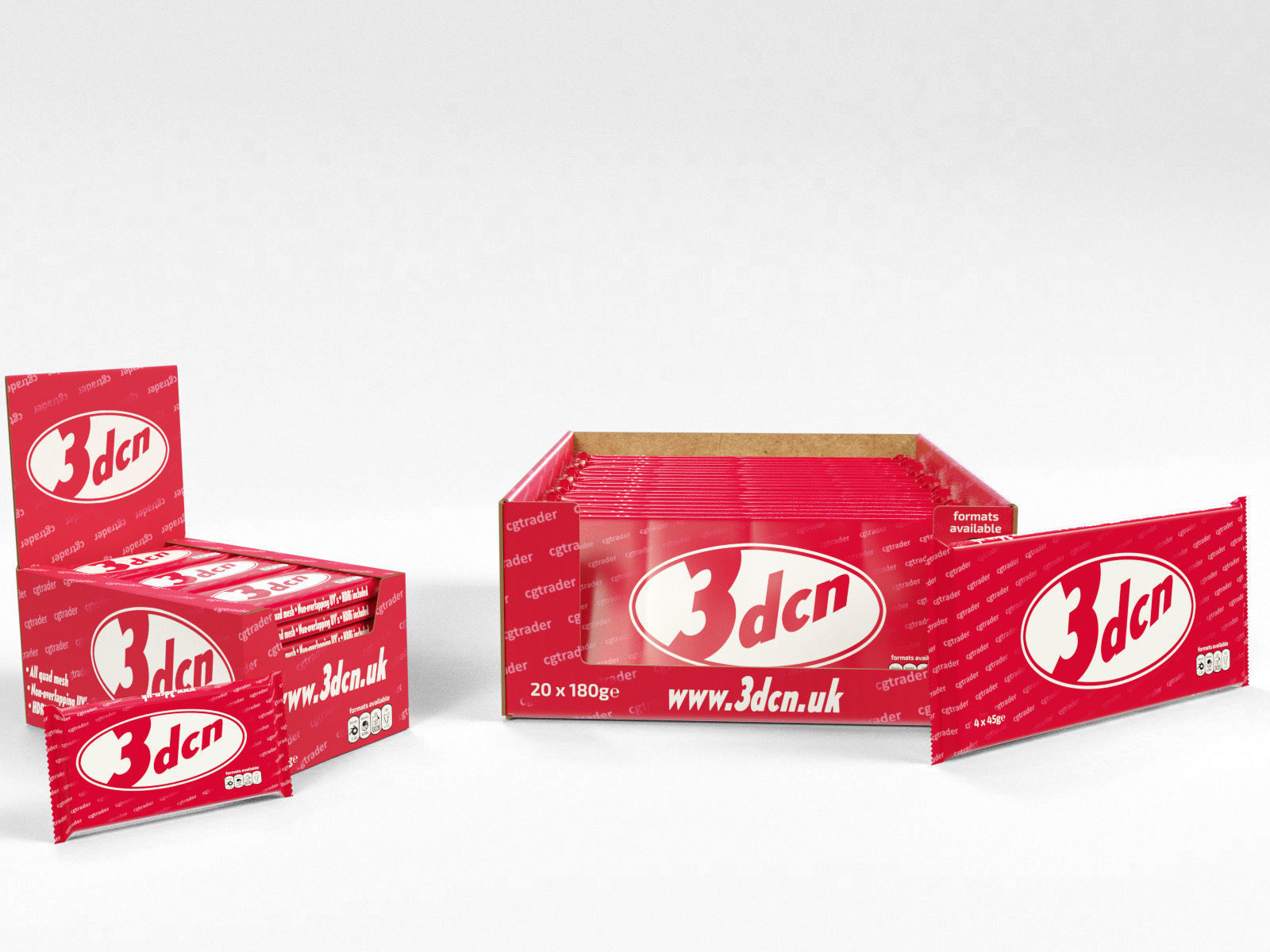 Candy bars with shelf ready display trays kit kat 3D model | CGTrader