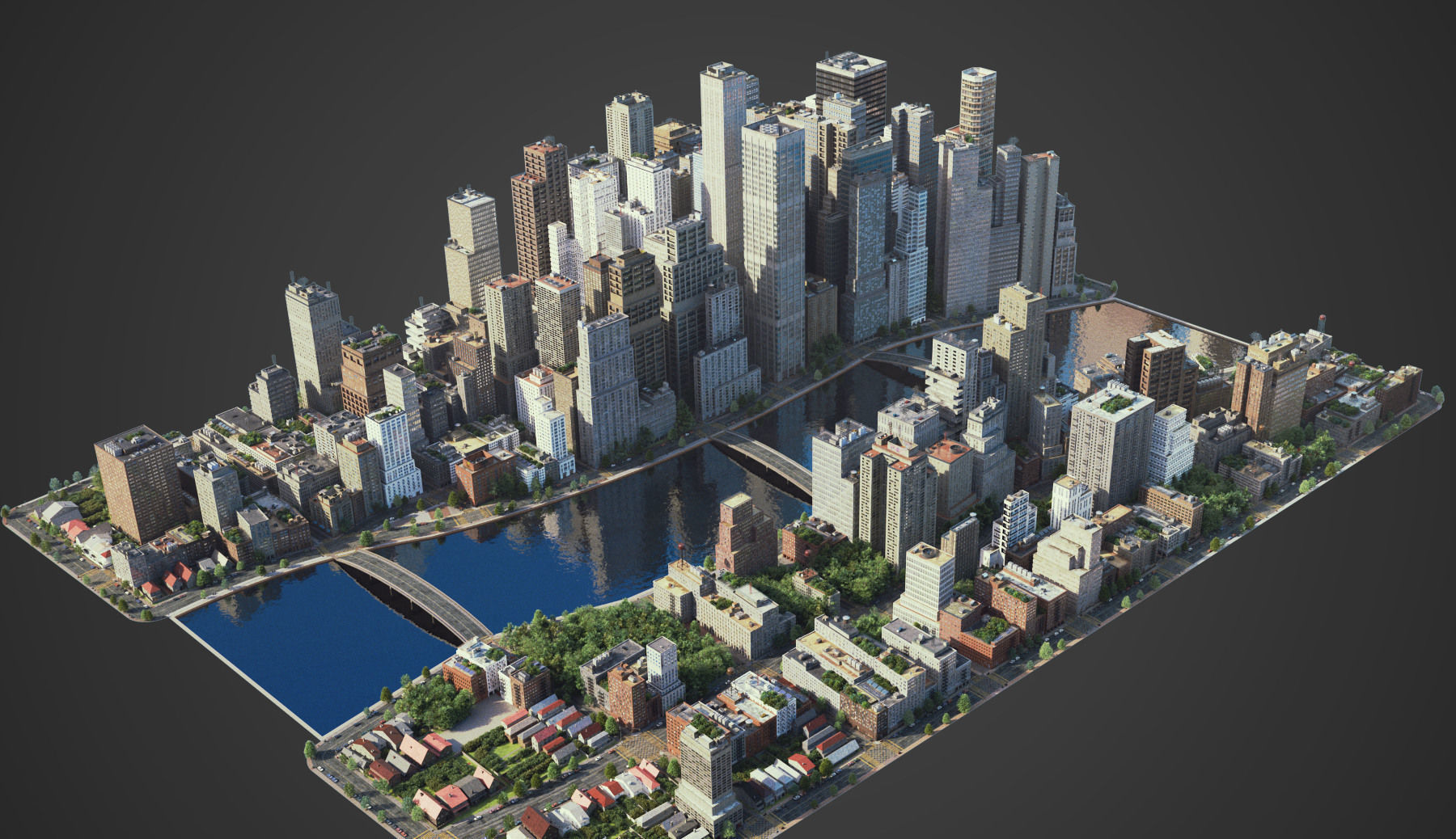 3D model River City C4 VR / AR / low-poly | CGTrader