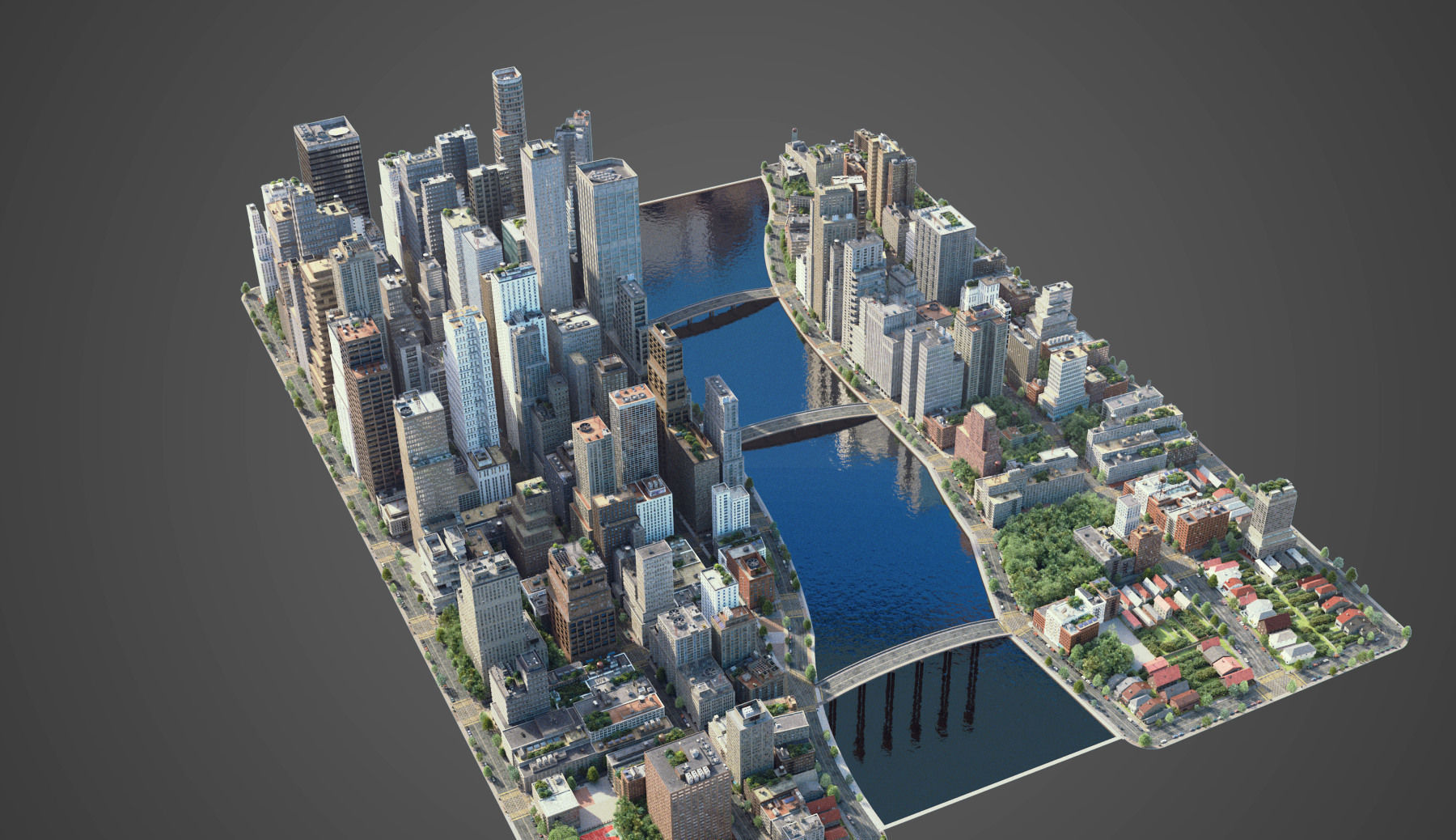 3D model River City C4 VR / AR / low-poly | CGTrader