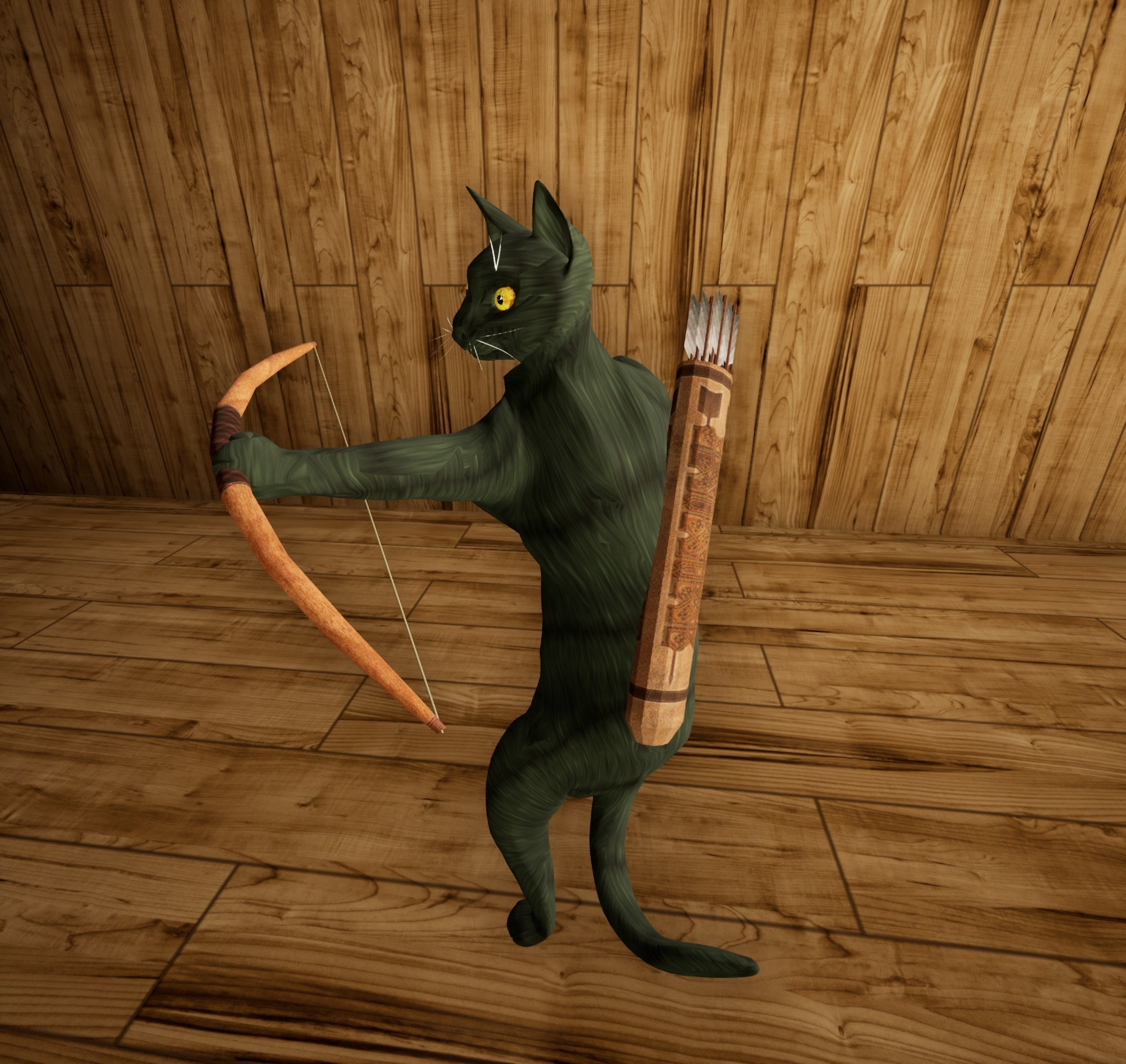3D model Archer Bow Cats 39 Animations with Props Ranger RPG Character ...