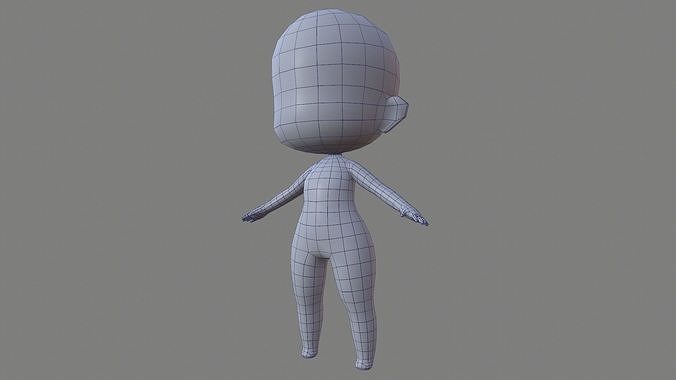 3D model Female Chibi Lowpoly Character Base Mesh VR / AR / low-poly ...