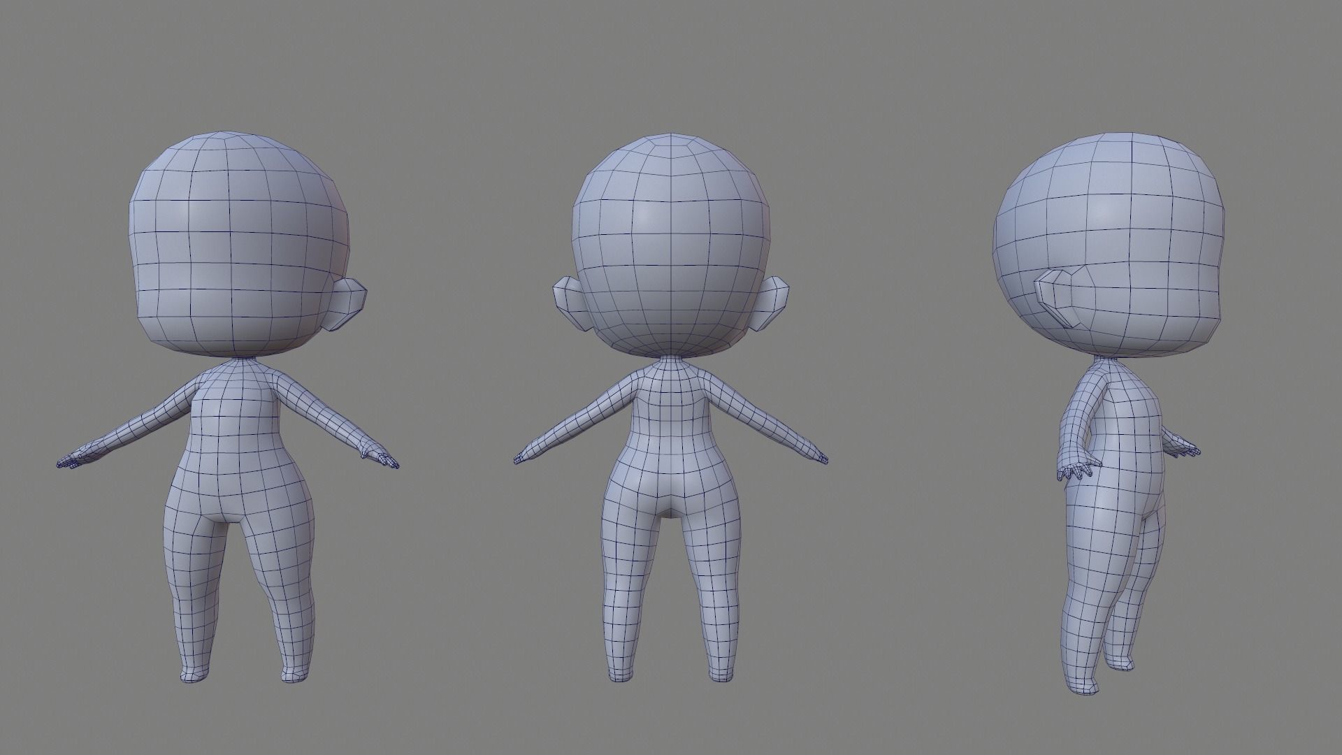 3D model Female Chibi Lowpoly Character Base Mesh VR / AR / low-poly ...