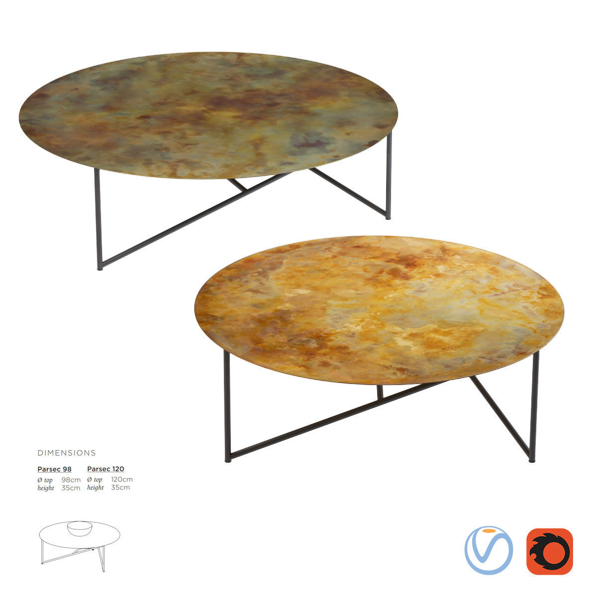 3D model De Castelli Parsec Coffee Table VR / AR / low-poly | CGTrader