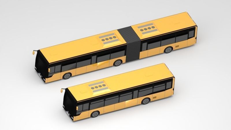Low poly bus two buses 3D model | CGTrader