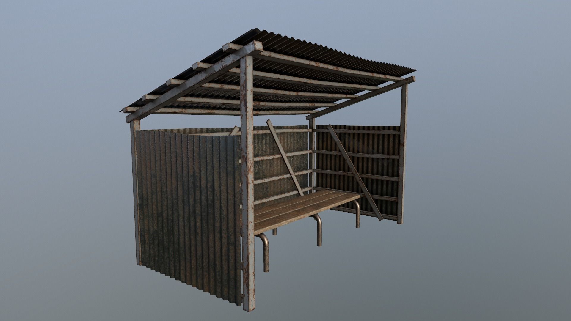 3D model Bench with rust metal cover VR / AR / low-poly | CGTrader