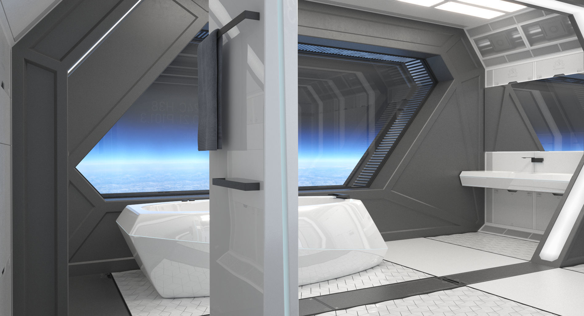 Spaceship Bathroom Interior Scene 3D model | CGTrader